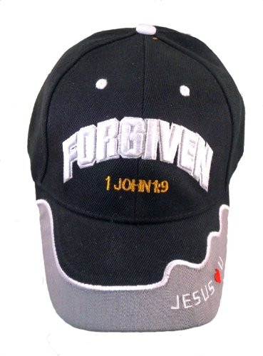 Gold Forgiven 1 John 1-9 Christian Baseball Cap Black Hat with I Love ...