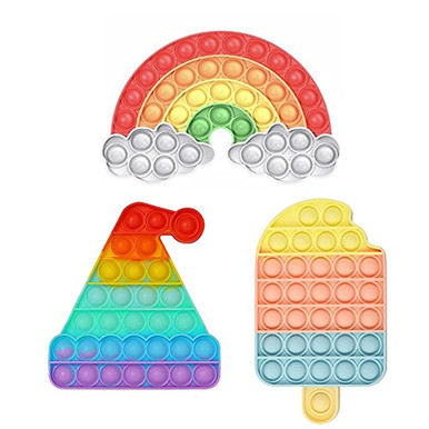 Rainbow Cute pop its 3 Pack Fidget Toy Push pop Bubble Fidget Toy pop ...