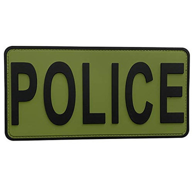 uuKen Police Patch PVC Rubber Large 4x8 inches OD Green for Patriotic ...