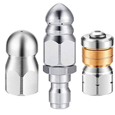 3 Pieces Sewer Jetter Nozzle Rotating Button Nose Sewer Jetting Nozzle ...