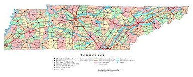 Large Detailed Administrative map of Tennessee State with Roads ...