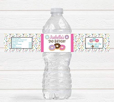 Personalized Donut Water Bottle Labels LABELS ONLY Donut Theme DON511 ...