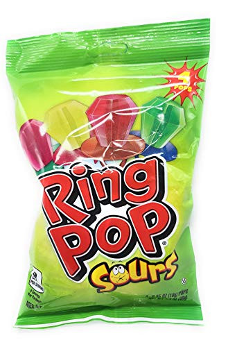 Sours Ring Pop -4- Pack Hard Candy Grab and Go gem-shaped Fun .35oz ...