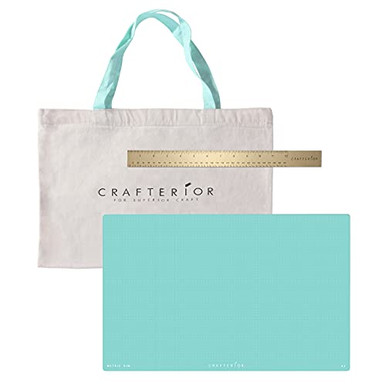 CRAFTERIOR A3 Cutting Mat with Brass Ruler plus Carry Bag Sage Green ...