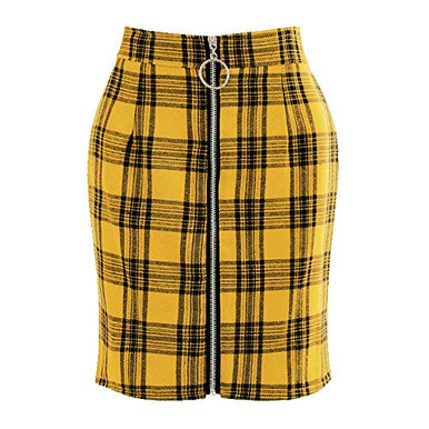 Women Bodycon Short Skirt Plaid A Line Pencil Skirts Club High Waist ...