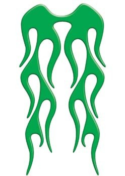 Motorcycle Fender Green Flame decal -Rear or Short Fender Style- - 8" L ...