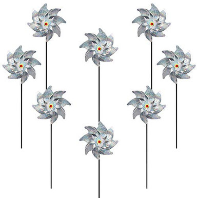 Bird in The Breeze Wind Spinners Silver Mylar Pinwheels Sparkly ...