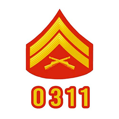 USMC 0311 Rifleman Marine Corps MOS Corporal Cpl E-4 Chevrons 5.5 Inch ...