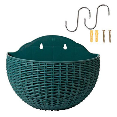 Hanging Planter Pots Half Round Imitation Rattan European Style Wall ...