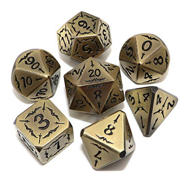 CREEBUY DND Metal Dice Set 7Pcs Ancient RPG Dice for Dungeon and ...