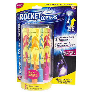 Rocket Copter Slingshot LED Launching Helicopters Plastic Assorted 6 pc ...