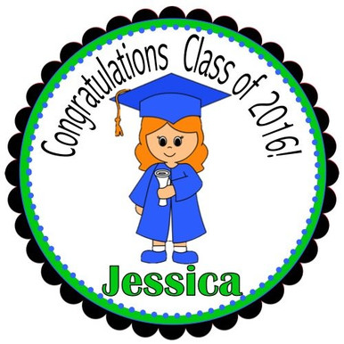 40 Labels Graduation Girl - Round Personalized 2" Graduation Party ...