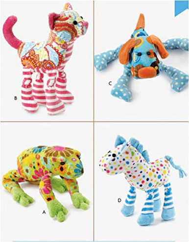 Kwik Sew K 4355 Plush Animals Sewing Pattern ~ Frog cat Dog and Horse. - Warehousesoverstock