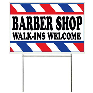 Barber Shop Yard Sign 18" x 12" with Metal H-Stakes - Barber Shop Walk ...