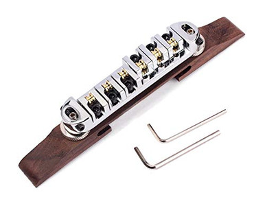 LAMSAM Tune-O-Matic Bridge with Brass Roller Saddles for Archtop Guitar ...