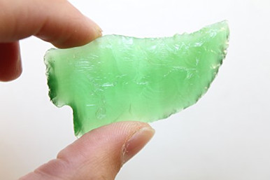2" Green Fiber Optic Glass Flint Knapped-Knapping Art Pressure Flake ...