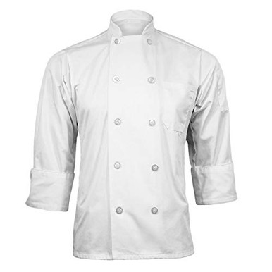 ChefsCloset Lightweight Poplin Unisex Long Sleeve Button White Chef ...