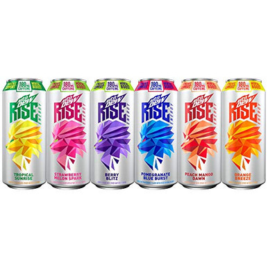 MTN DEW RISE ENERGY Drink 6 Flavor Variety 16 oz Cans 6FL Sampler Pack ...