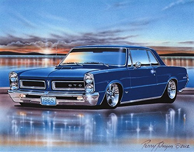 1965 Pontiac GTO Hardtop Muscle Car Art Print Blue 11x14 Poster ...