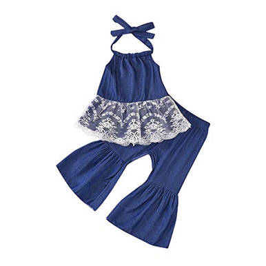 Toddler Baby Girl Bell-Bottoms Summer Outfit Off Shoulder Shirt Top ...