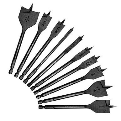 WORKPRO 10-Piece Spade Drill Bit Set in SAE, Paddle Flat Bits Black ...