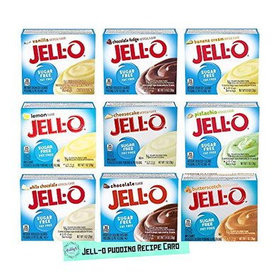 Jello Instant Pudding Mix Sugar Free 9 Flavors Variety Pack with Recipe ...