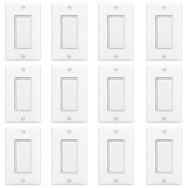 ELECTECK ON/OFF Light Switch with Cover, Pack of 12, 15A 120/277V ...