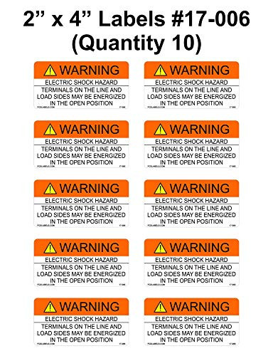 FCD Labels 17-006 Warning Electric Shock Terminals May be Energized in ...
