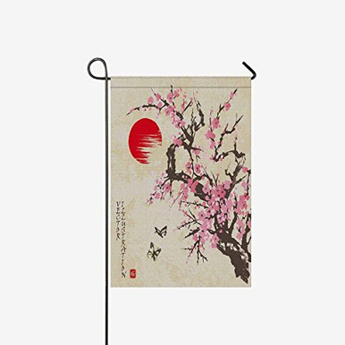 Spring Sakura Cherry Blossom Butterflies in Traditional Japanese sumi-e ...