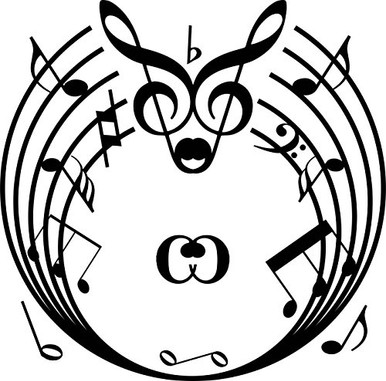Musical Notes and Score - Round-Circular - Wall Vinyl Decals 14 X 14 ...