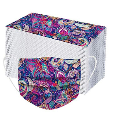 100 Pcs Floral Disposable-Face-Mask with Designs for Adults Cute Boho ...