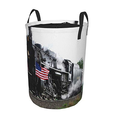 Janrely Large Round Storage Basket with HandlesSteam Locomotive ...