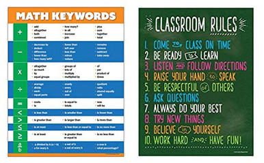 2 Poster Pack- Math Keywords Poster and Classroom Rules Poster - 17 x ...