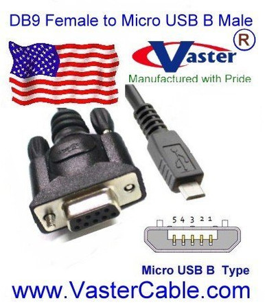 Micro USB B Connector to DB9 Female Data Cable 1 M - Warehousesoverstock