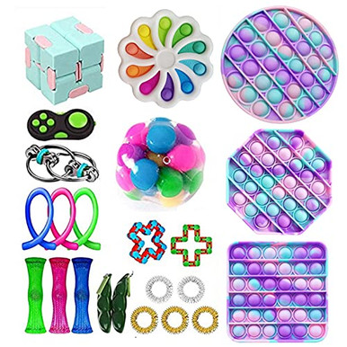 30Pc TIK Tok Fidget Toys Pack Sensory Fidget Toys Push Bubble Pop Toy ...