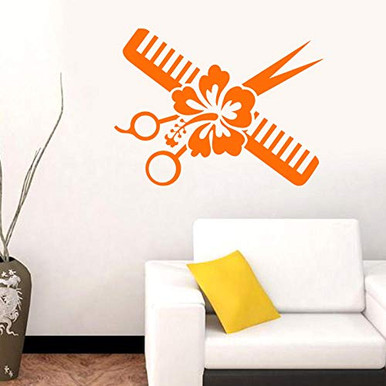 zrisic Wall Stickers Salon Sticker Scissor Wall Decal Hair Barber Shop ...