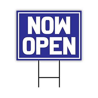 Now Open Yard Sign 18" x 12" - Coroplast Visible Text Long Lasting Rust ...