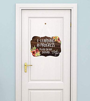 Home School Door Sign E-Learning Online Virtual School Door Sign for ...