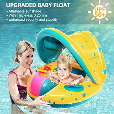 Baby Pool Float with Canopy Infant Swimming Ring Pool Floaties with ...