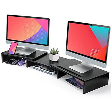 LORYERGO Dual Monitor Stand - Monitor Stand Riser Adjustable Length and ...