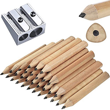 30 Pieces Short Triangular Fat Pencils 3.5 Inch Mini Wood Triangular ...