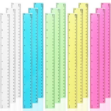 15 Packs Plastic Rulers Straight Rulers Assorted Colors Ruler Plastic ...
