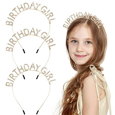 3 Pieces Birthday Gold Girl Headbands Birthday Tiaras Birthday Party ...