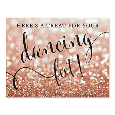 Andaz Press Wedding Party Signs, Glitzy Rose Gold Glitter, 8.5x11-inch, Here's a Treat for Your ...