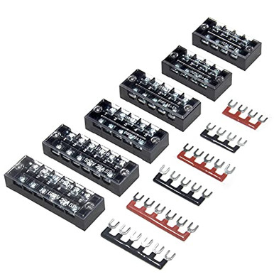 6 Sets Terminal Blocks, 4/5/6 Positions 600V 25A Dual Row Wire Screw ...