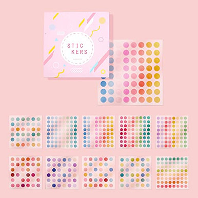 Boxed Circle Stickers - 50sheet Colorful Circles Stickers Pack ...