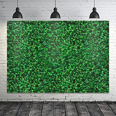 Wenmer 5 x 7ft Fabric Green Leaves Photography Backdrop Green Grass ...