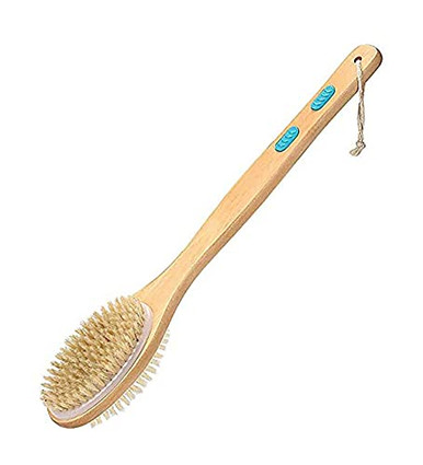 Shower brush bath brush with long wooden handle exfoliating body ...