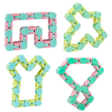 BKBY Wacky Tracks Fidget Toys24 Links 4 Pack Snap and Click Snake ...