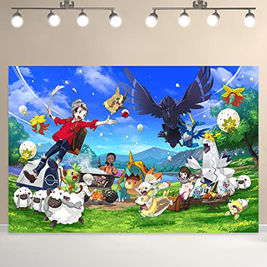 Pokemon Backdrop Poster Background Wall Hanging Anime Backdrop Birthday ...